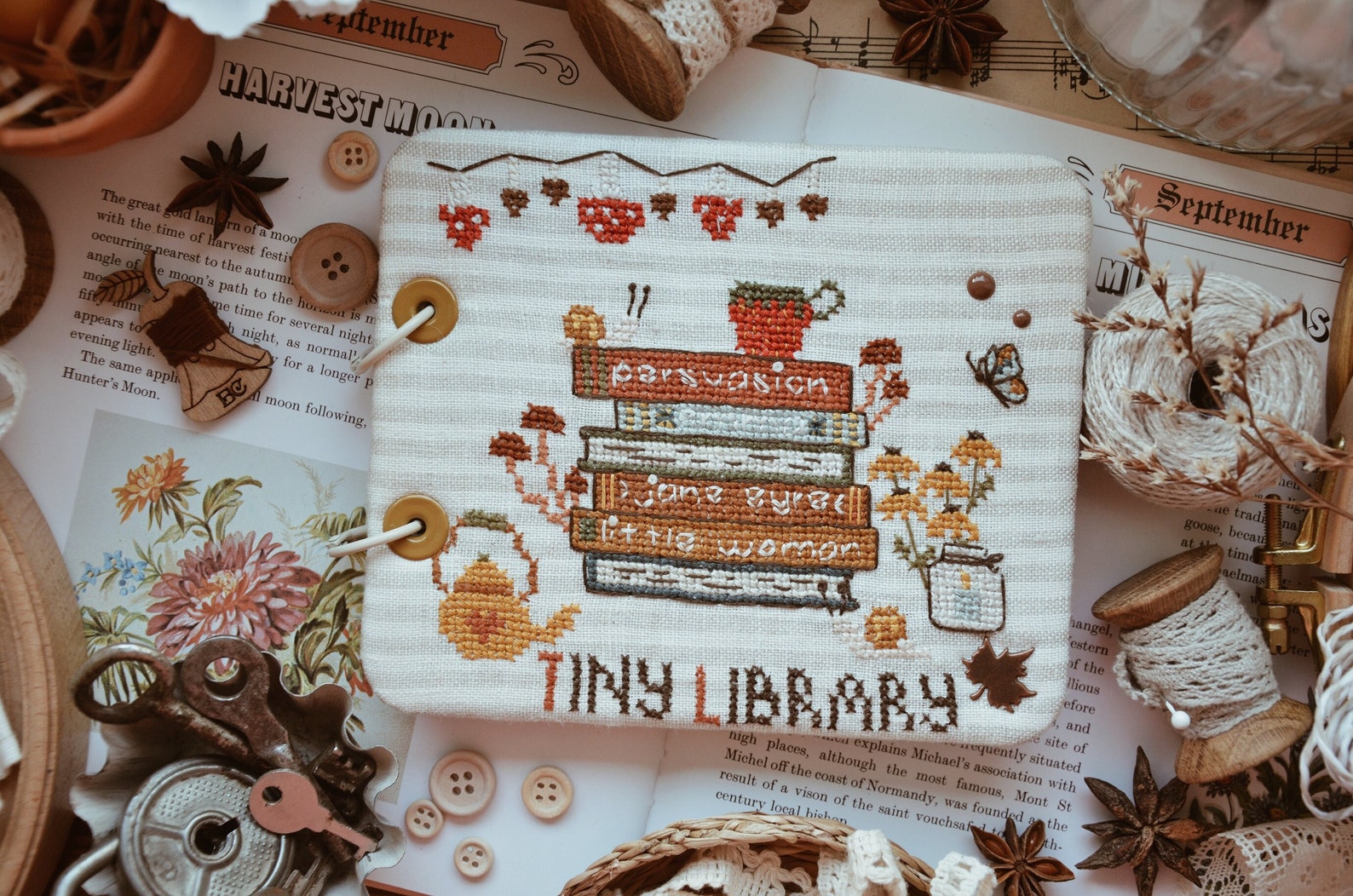 TINY LIBRARY BOOKS Simple Cross Stitch Pattern Pdf. Gift for Readers ...