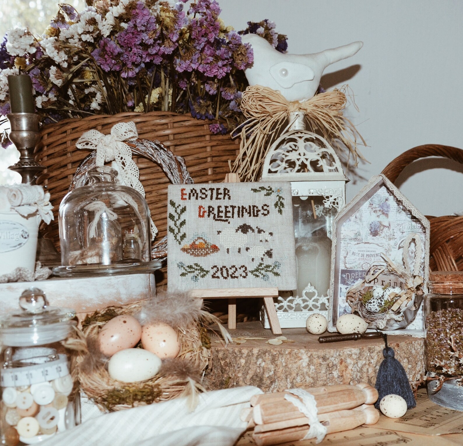 EASTER GREETINGS Counted Cross Stitch Pattern PDF. Happy Easter Sheep ...