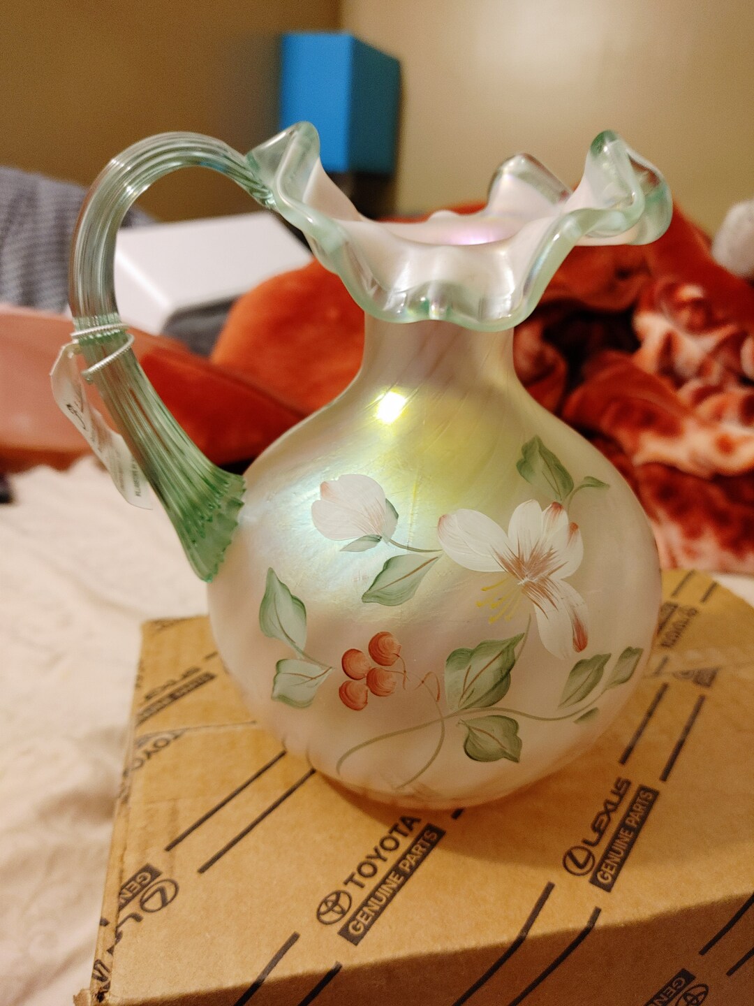 Fenton Pitcher Hand Painted & Signed by Artist and Bill Fenton - Etsy
