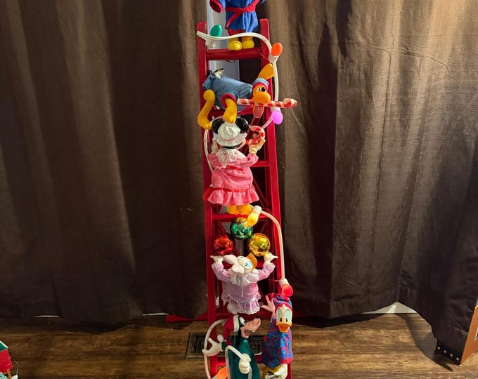 Mickey’s Tree Trimmers 4’ Animated Ladder Mr Christmas WORKS Mickeys ...