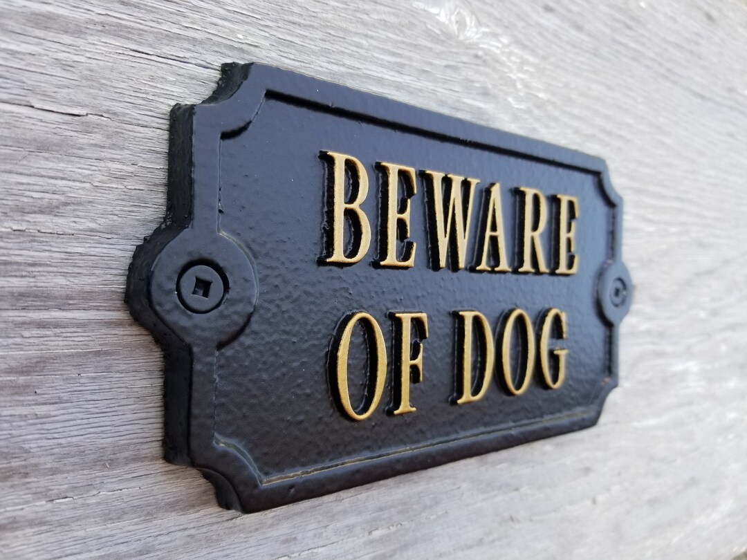 Beware of Dog Sign, Cast Metal Sign, Cast Aluminum Plaque, Door Sign ...