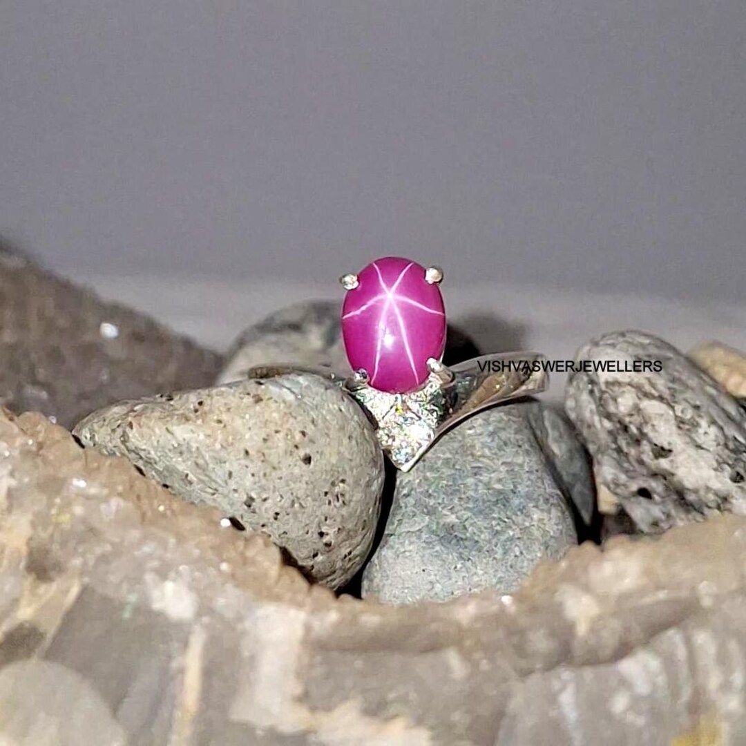 Pink Star Sapphire Ring, Lindy Pink Star Ring, Promise Ring, 925 ...