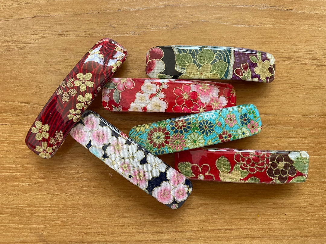 Handcrafted High-quality Resin and Fabric French Barrettes - Etsy