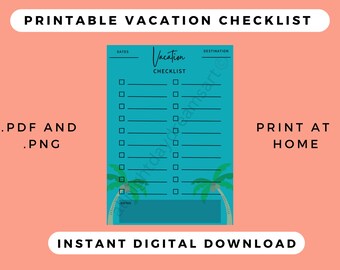 Tan Printable Vacation Checklist to Do List Vacation Planner Travel ...