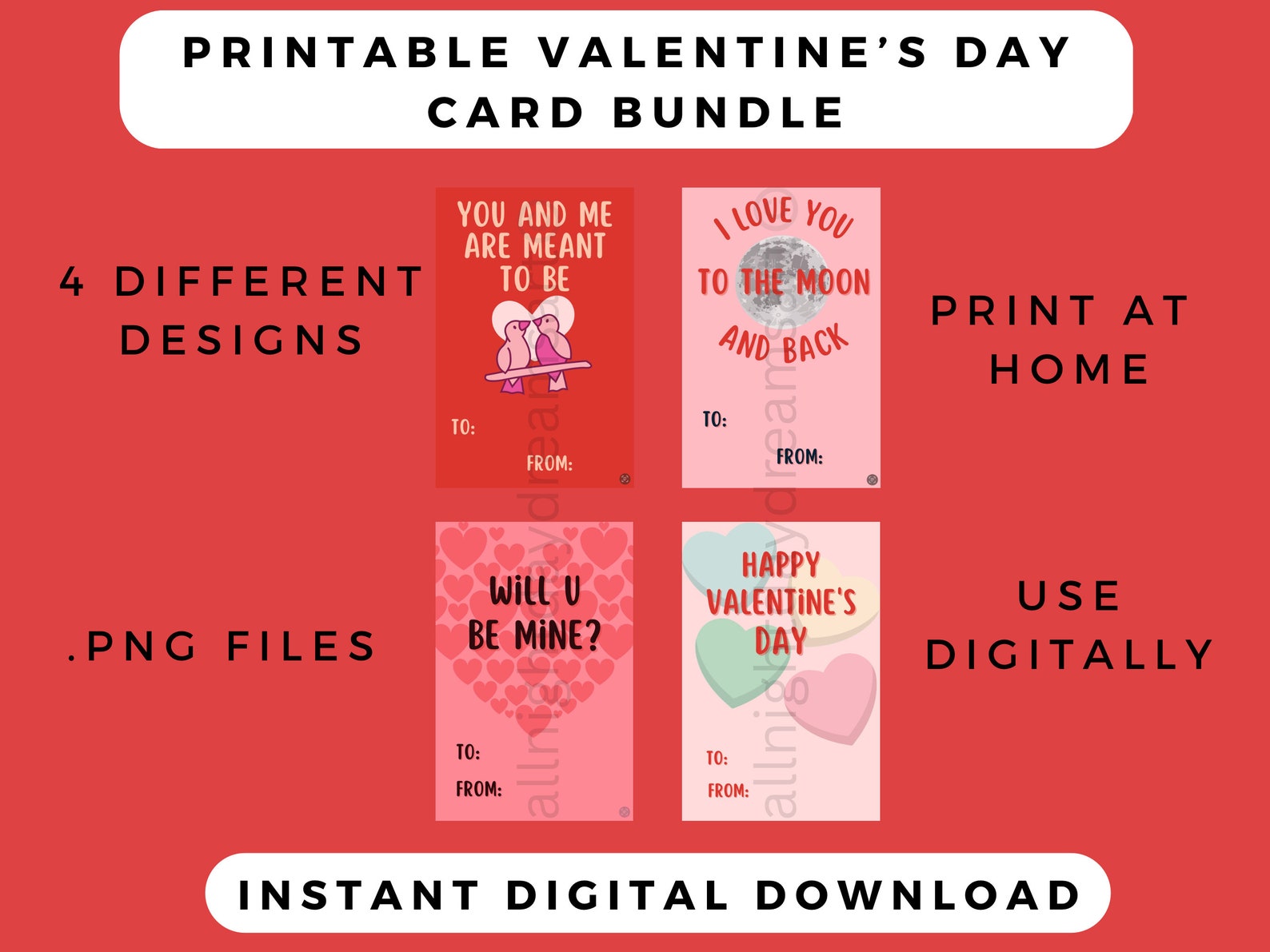 Printable Valentine’s Day Card Digital Valentine Print at Home ...