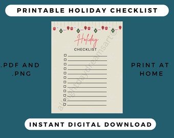 Printable Holiday Checklist green Downloadable PNG and PDF - Etsy