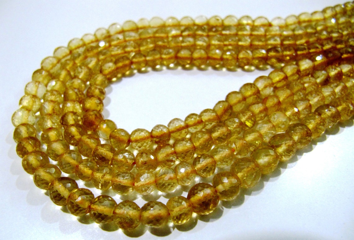 High Quality Genuine Citrine Faceted Round Beads / Natural Citrine ...