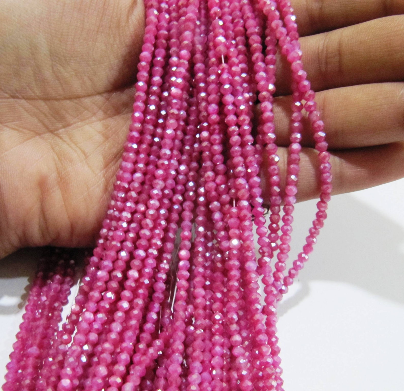 Natural Pink Moonstone Silver AB Mystic Coated Rondelle - Etsy