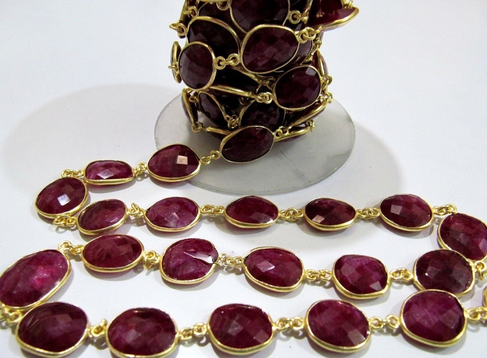 1 Foot Ruby Uneven Shape Briolette Connector Chain / 12x15mm - Etsy