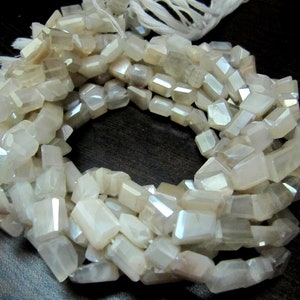 Natural White Moonstone Nugget Shape Tumbled 6x10mm To10x14mm Silver AB ...
