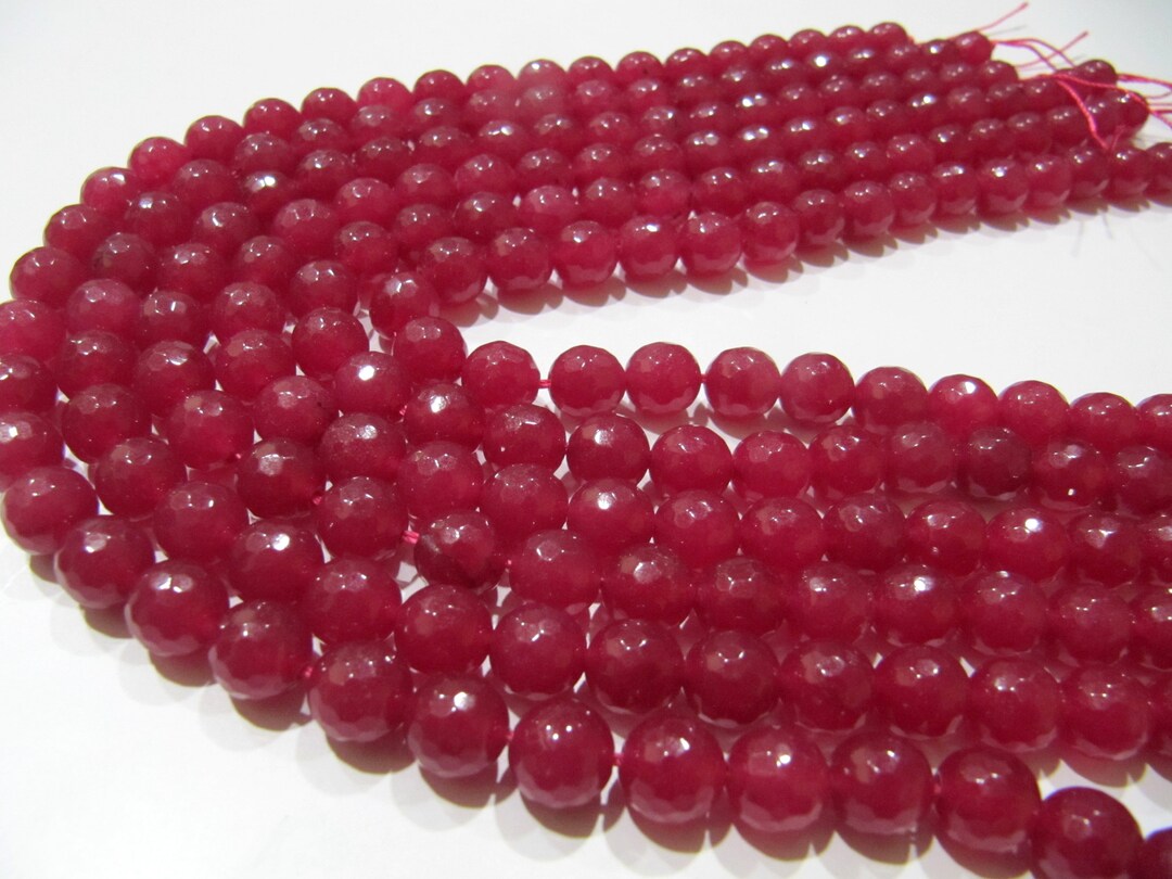 Ruby Jade Round Faceted Round Ball Shape 9-10mm Size Beads Strand 15 ...