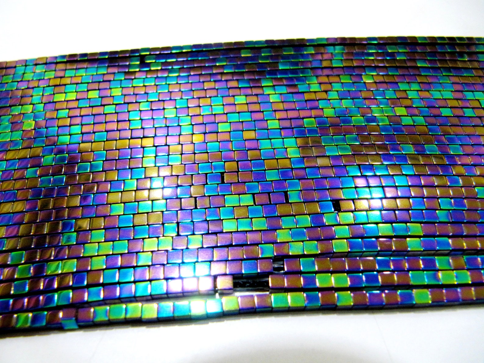 Peacock Blue Color Hematite Cube Beads Rainbow Mystic Box Shape ...