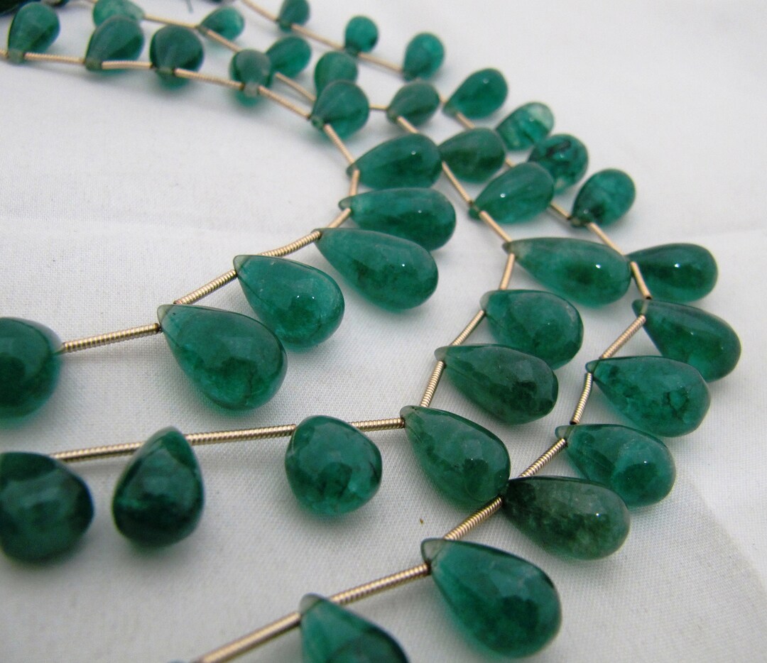 15 Loose Beads Emerald Drops Emerald Plain Smooth Drops Size - Etsy