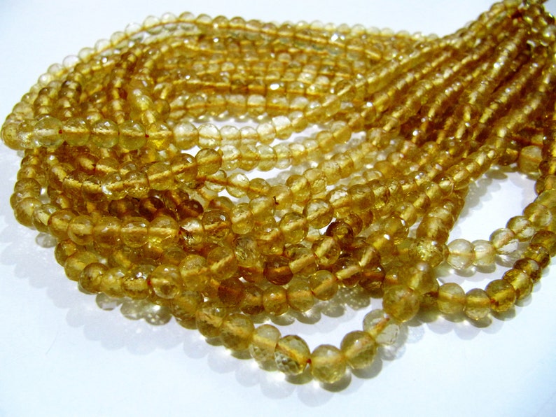 High Quality Genuine Citrine Faceted Round Beads / Natural Citrine ...