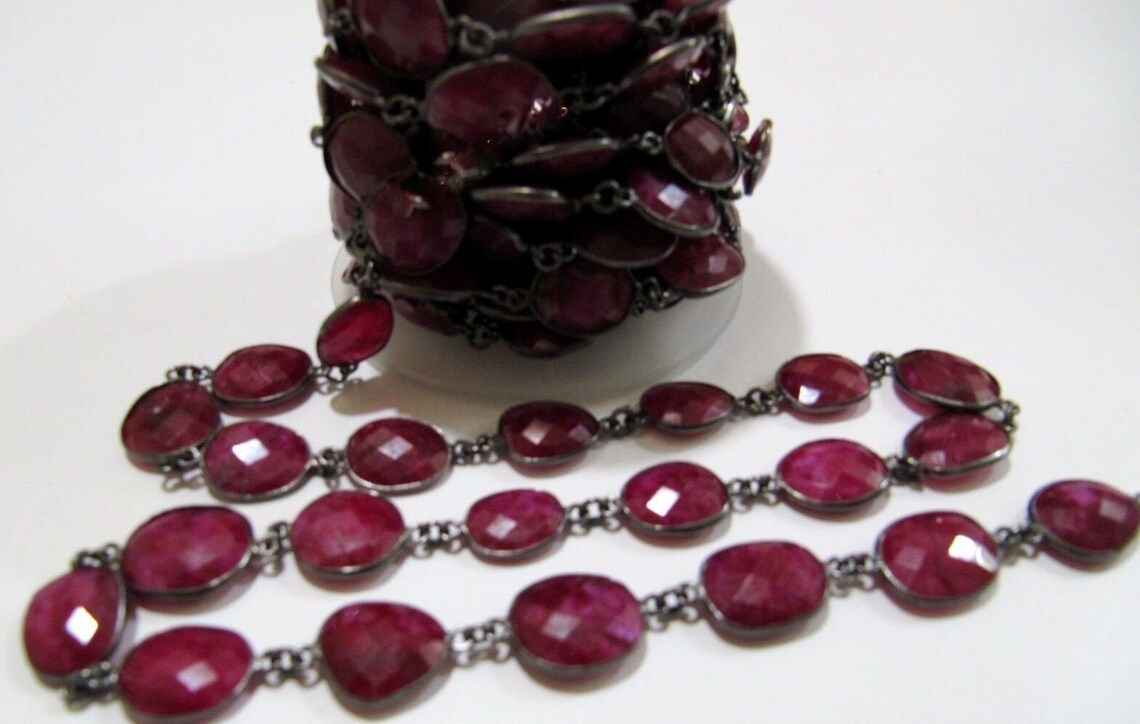 1 Foot Ruby Uneven Shape Briolette Connector Chain / 12x15mm | Etsy