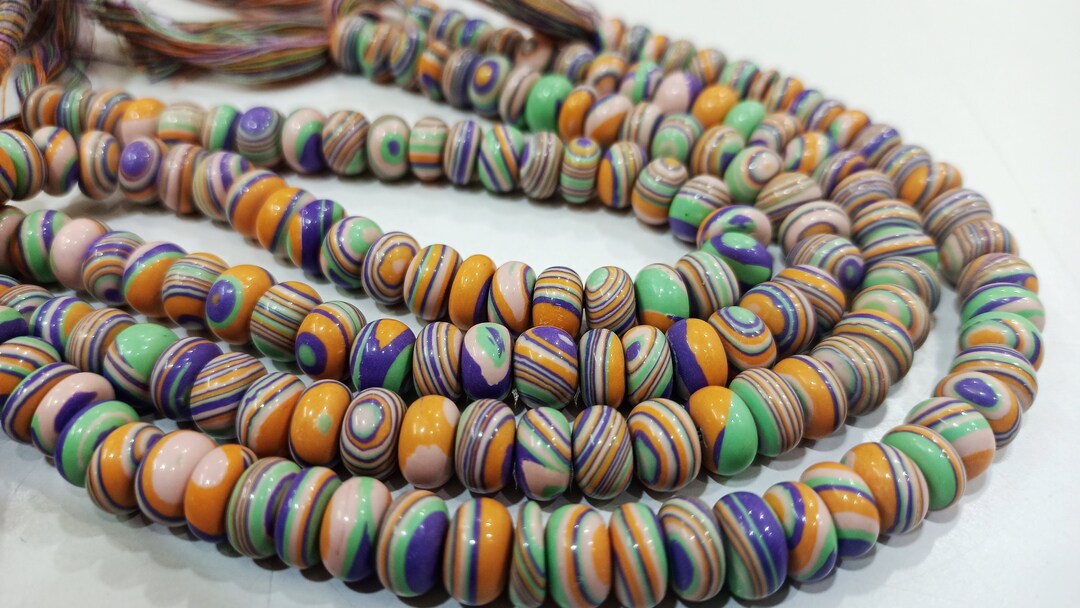 Fordite Agate Multi Color Gemstone Rondelle Plain Smooth 8mm Beads Sold ...