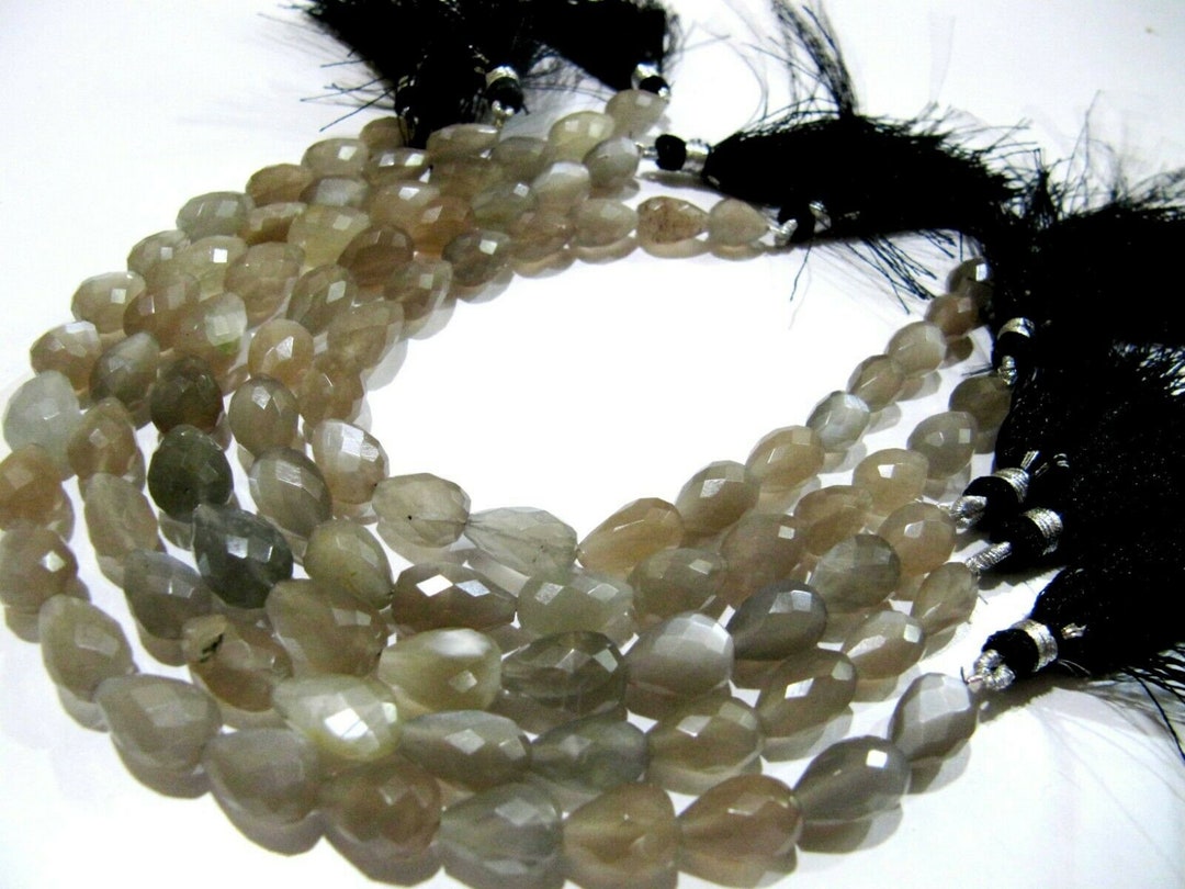 Natural Grey Moonstone Tear Drop Beads Straight Drilled Teardrops ...