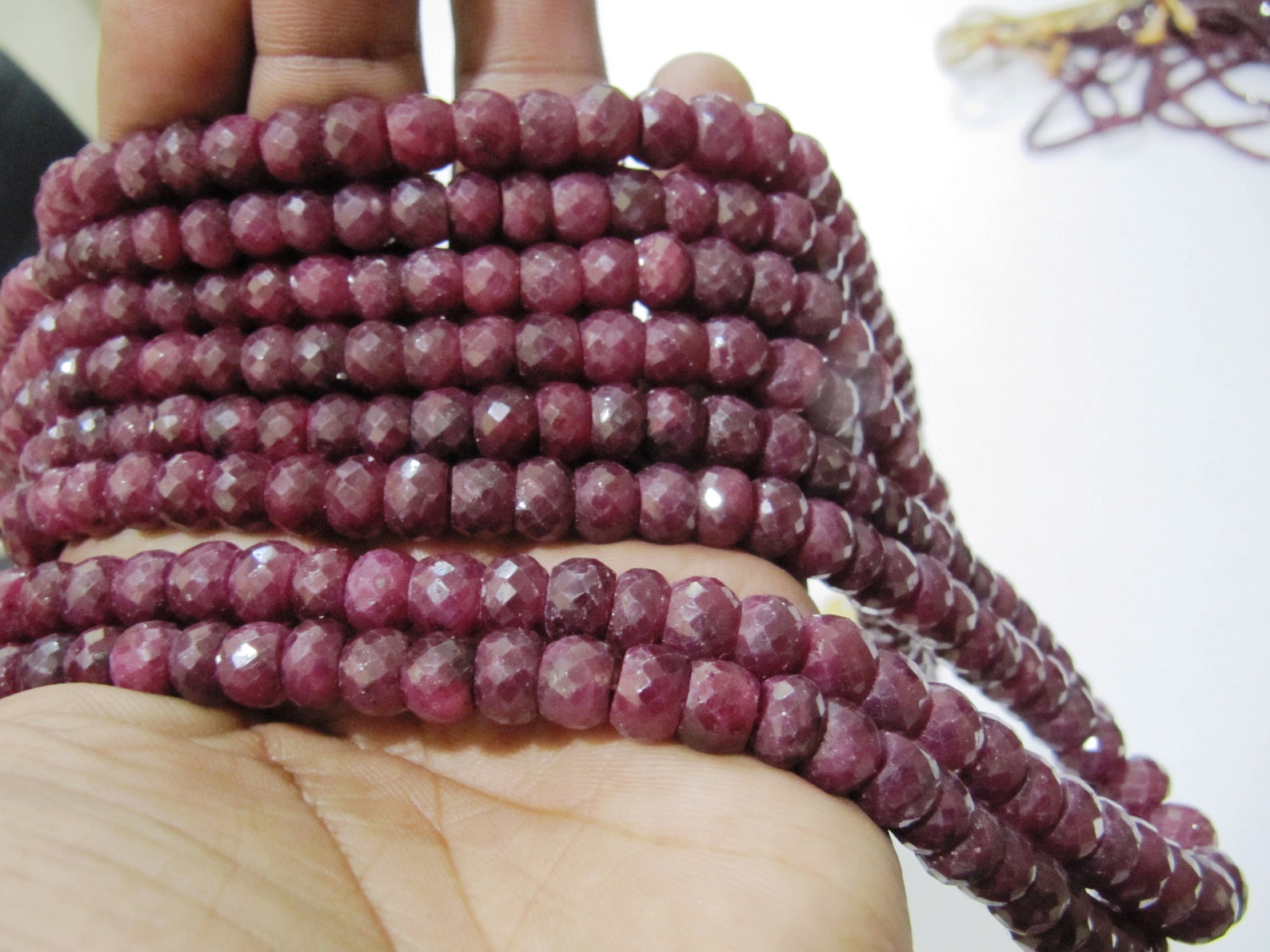 Big Size Ruby Beads 10 Pieces, Rondelle Micro Faceted Sizes Available ...