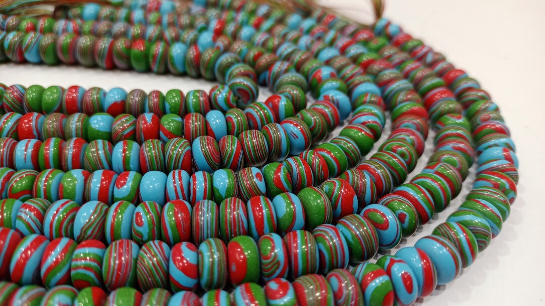 Fordite Agate Multi Color Gemstone Rondelle Plain Smooth 8mm Beads Sold ...