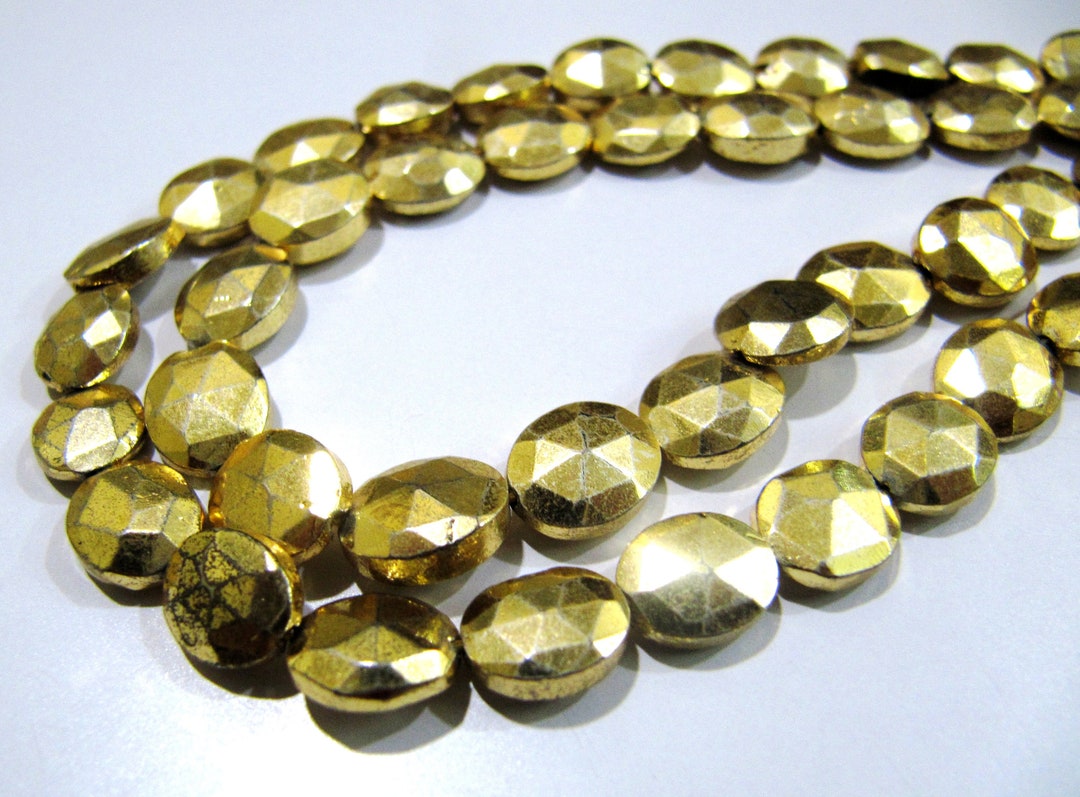 Natürliche goldene Pyrit Perlen Oval Facettierte Golden Coated Pyrit ...