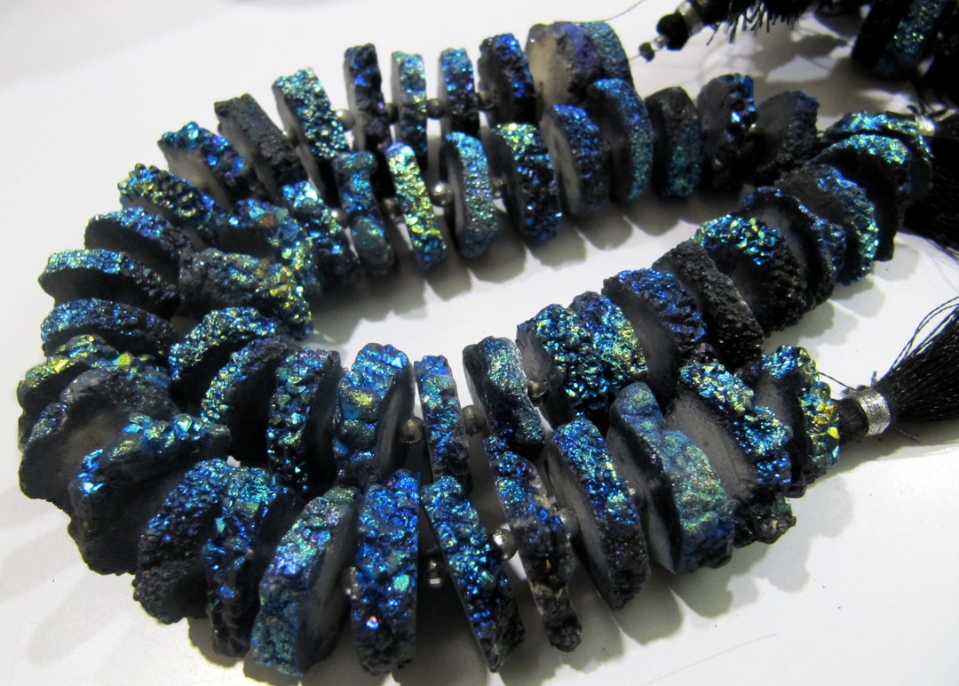 Royal Blue Color Solar Quartz Slice Beads, Disc Sparkling Approx. 12mm ...