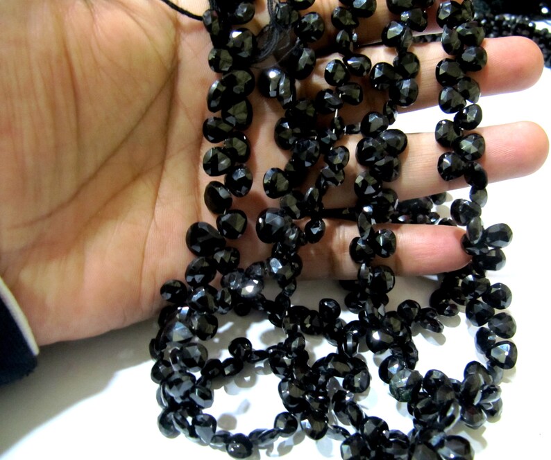 Natural Black Spinel heart Shape Briolette Faceted 8 to 10mm | Etsy