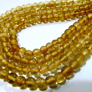 High Quality Genuine Citrine Faceted Round Beads / Natural Citrine ...