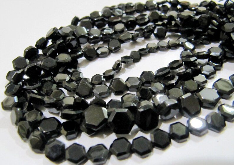 Natural Black Spinel Hexagon Shape Faceted Beads 5 to 7mm , Strands 13 ...