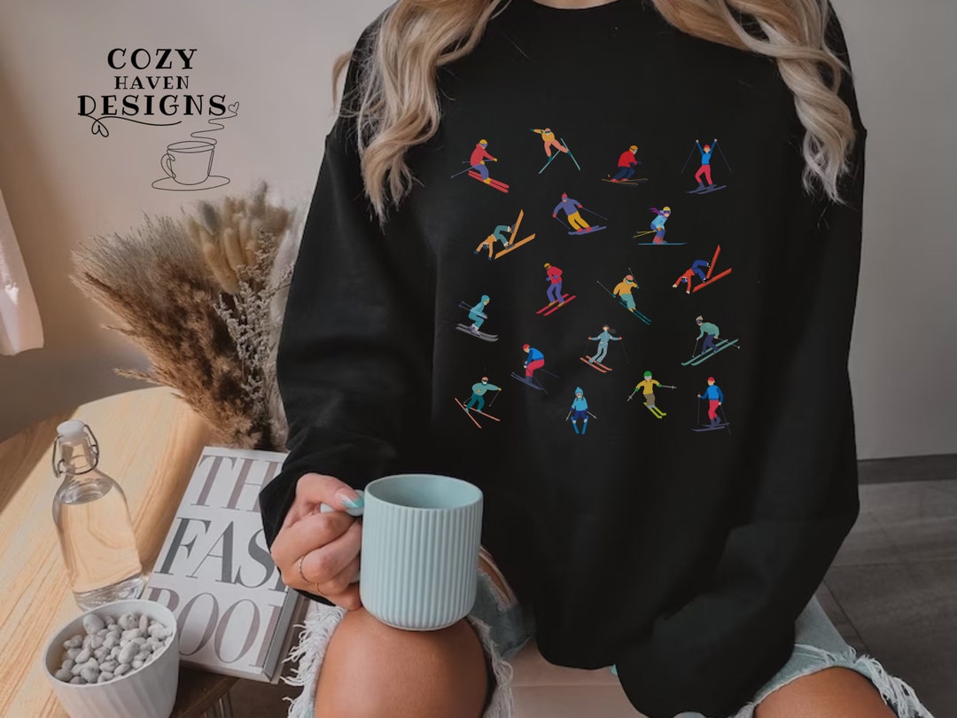 SKIING SWEATSHIRT, Ski Print Crewneck, Unisex Heavy Blend,winter ...