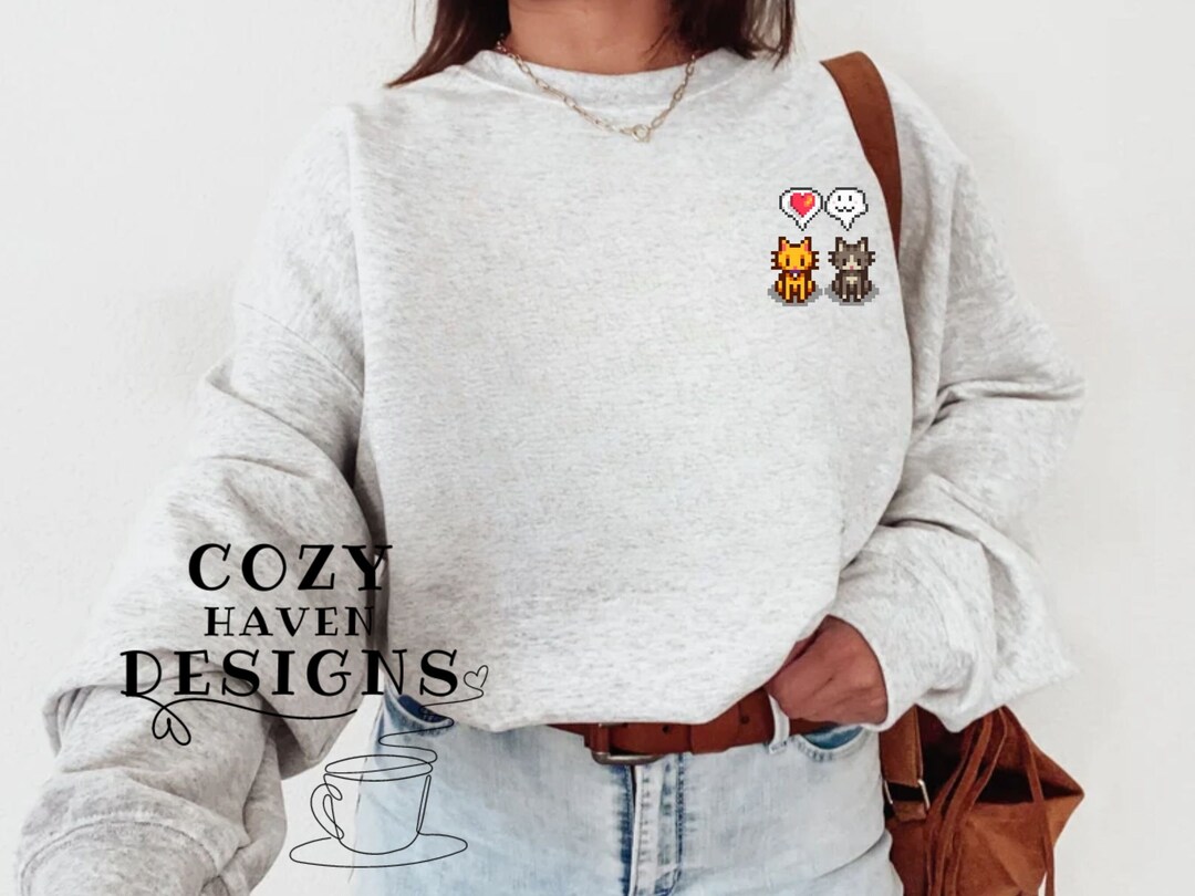 Pixel Cat Stardew Sweatshirt Gifts for Her Him Cat Lover Sweatshirt for ...