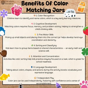 Color Matching Jar Activity for Kids 11 Color Jars With Matching Sheets ...