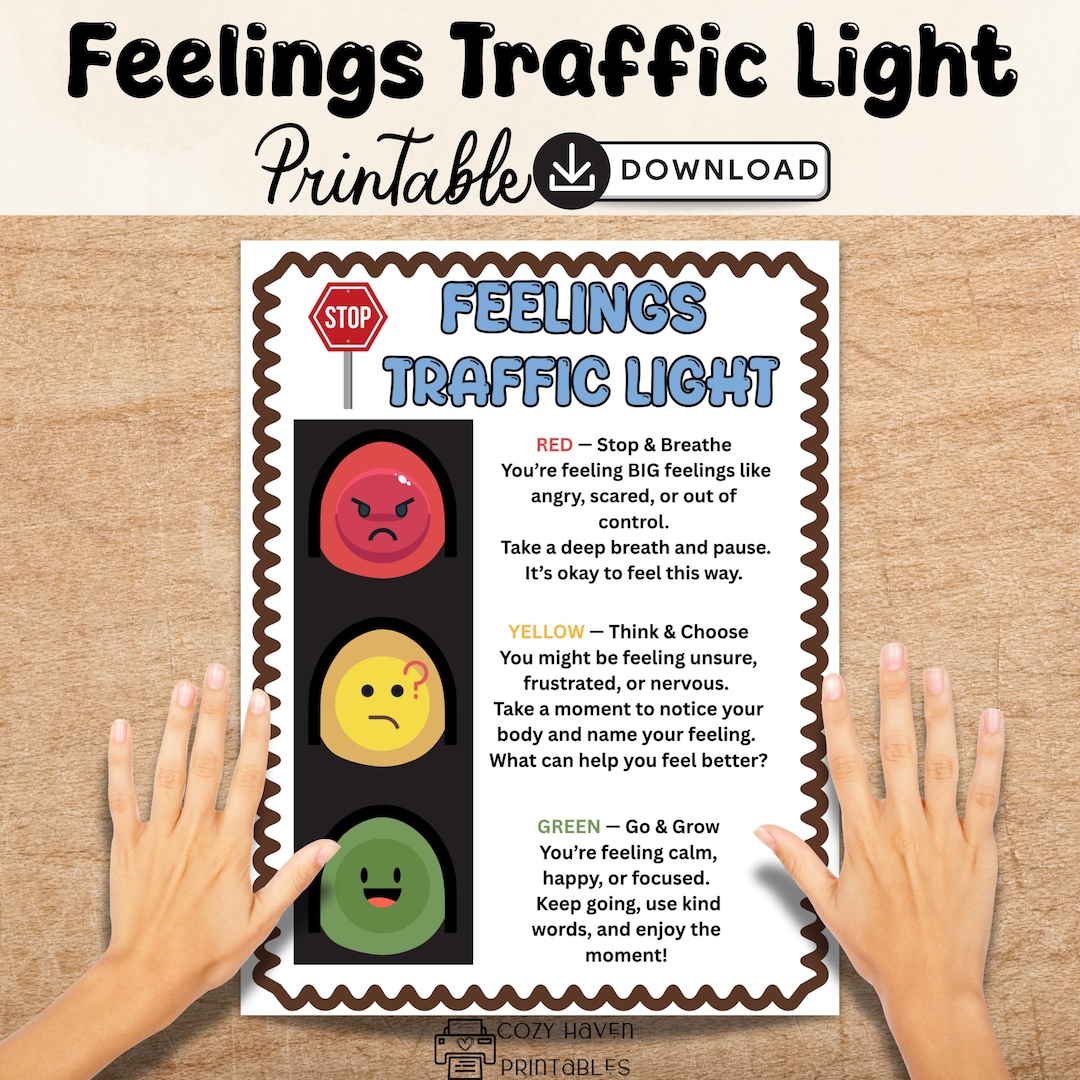 Feelings Traffic Light Printable for Kids – Emotional Regulation Tool ...