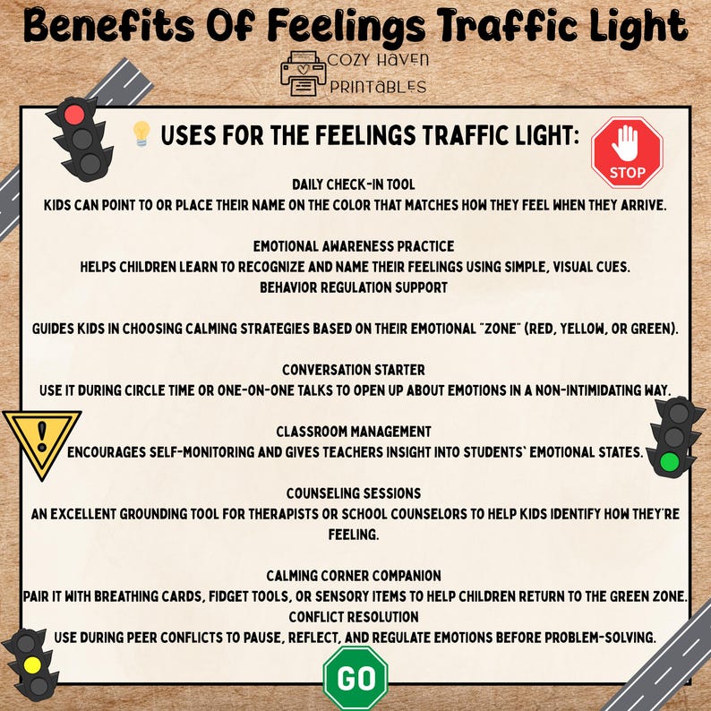 Feelings Traffic Light Printable for Kids – Emotional Regulation Tool ...