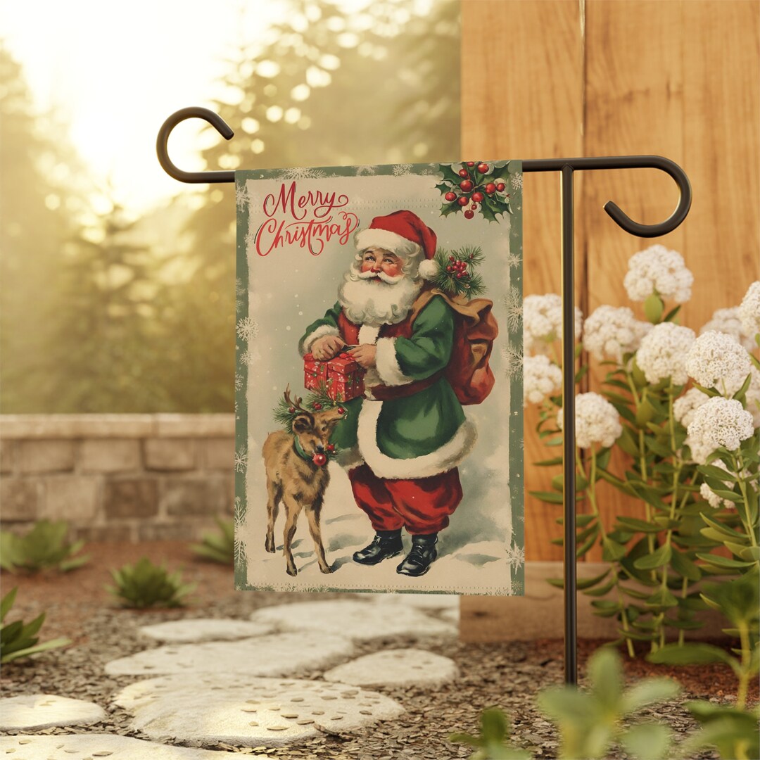 Vintage Christmas Garden Flag,christmas Decor, Outdoor Decor, Garden ...