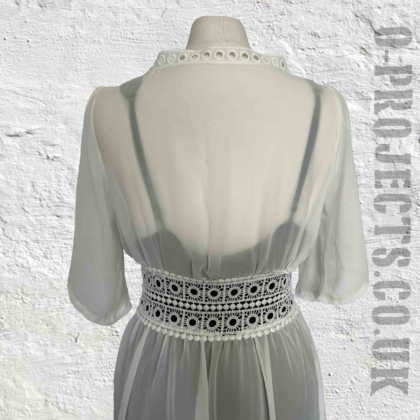 Vintage Sheer, White, Floaty Cover Up, Kaftan, Robe, Tie Front, Crochet ...