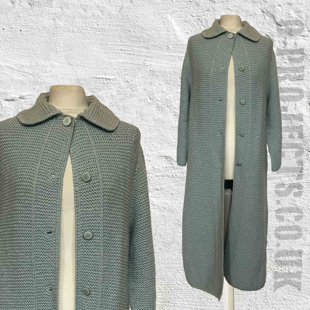 Hand Knitted Vintage Long Coatigan Cardigan Eggshell Pale - Etsy