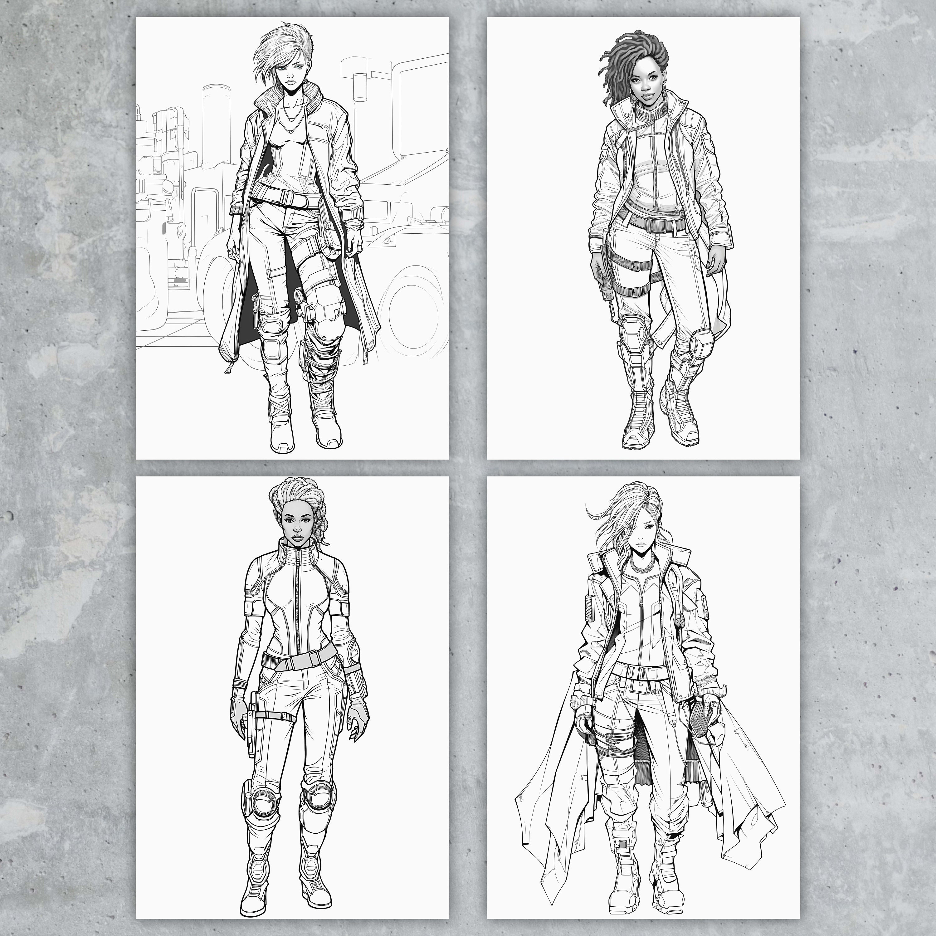 Coloring Pages "cyberpunk - Womens Outfits Vol. 01" | Woman Clothes ...