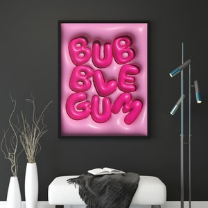 Bubble Gum Wall Art | 3D Looks | Digital Download | Printable | Mural ...