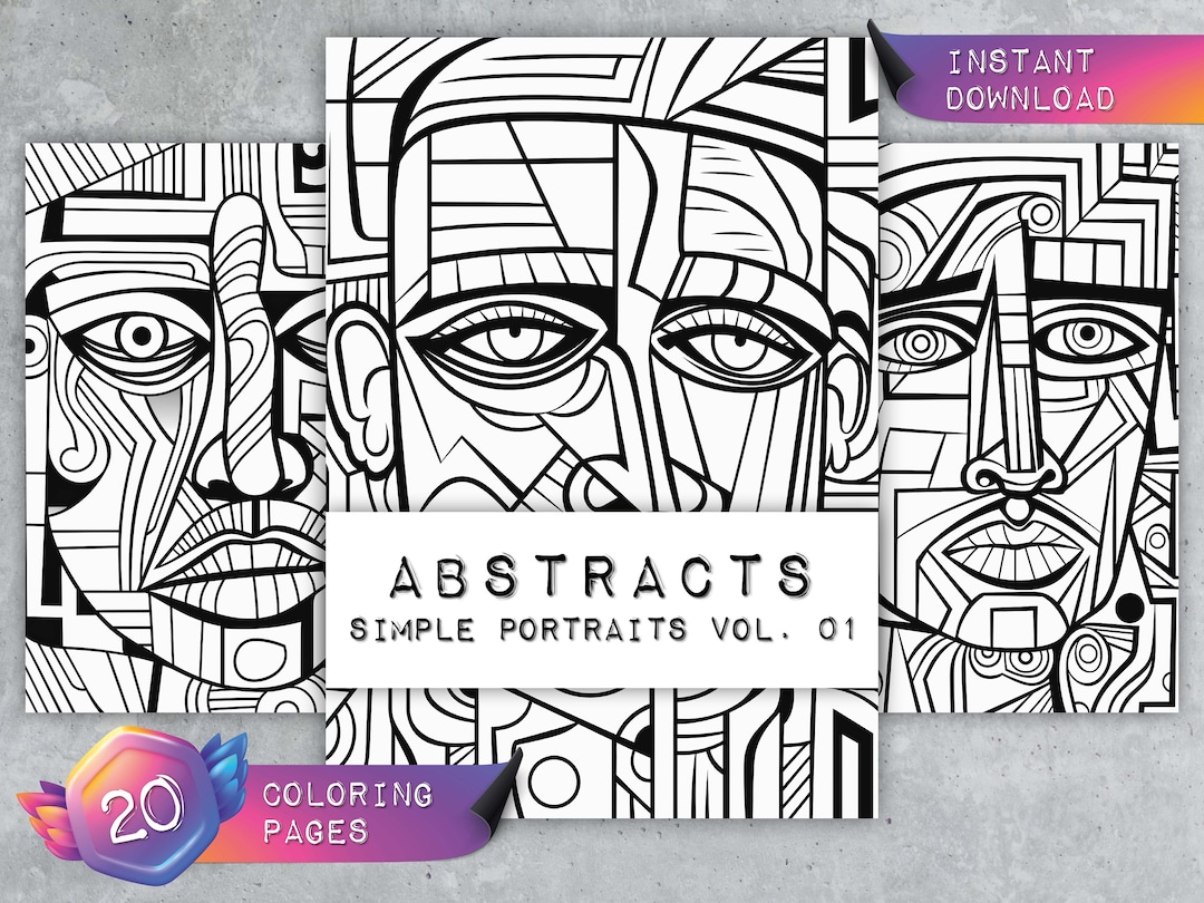 Coloring Pages "abstracts - Simple Portraits Vol. 01" | Faces ...