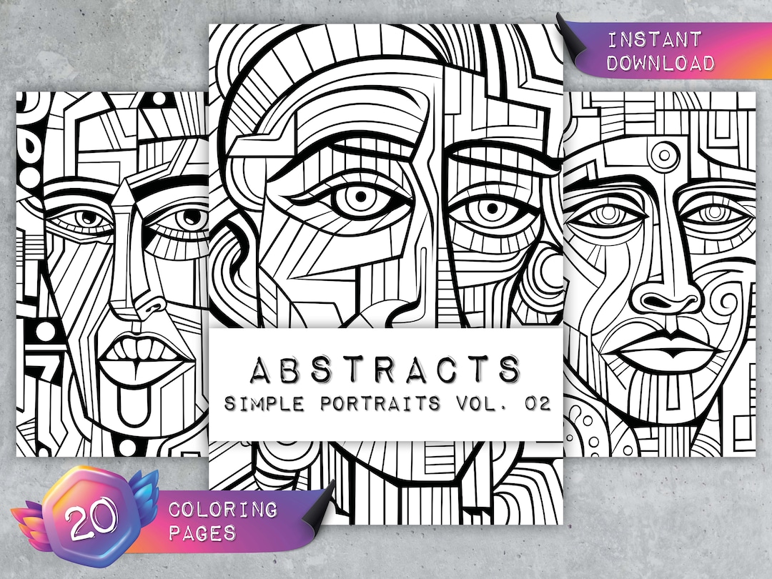 Coloring Pages "abstracts - Simple Portraits Vol. 02" | Faces ...
