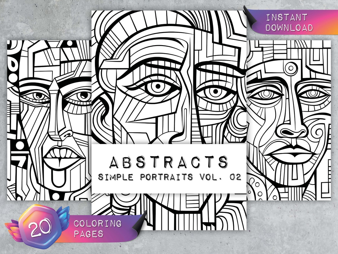 Coloring Pages "abstracts - Simple Portraits Vol. 02" | Faces ...