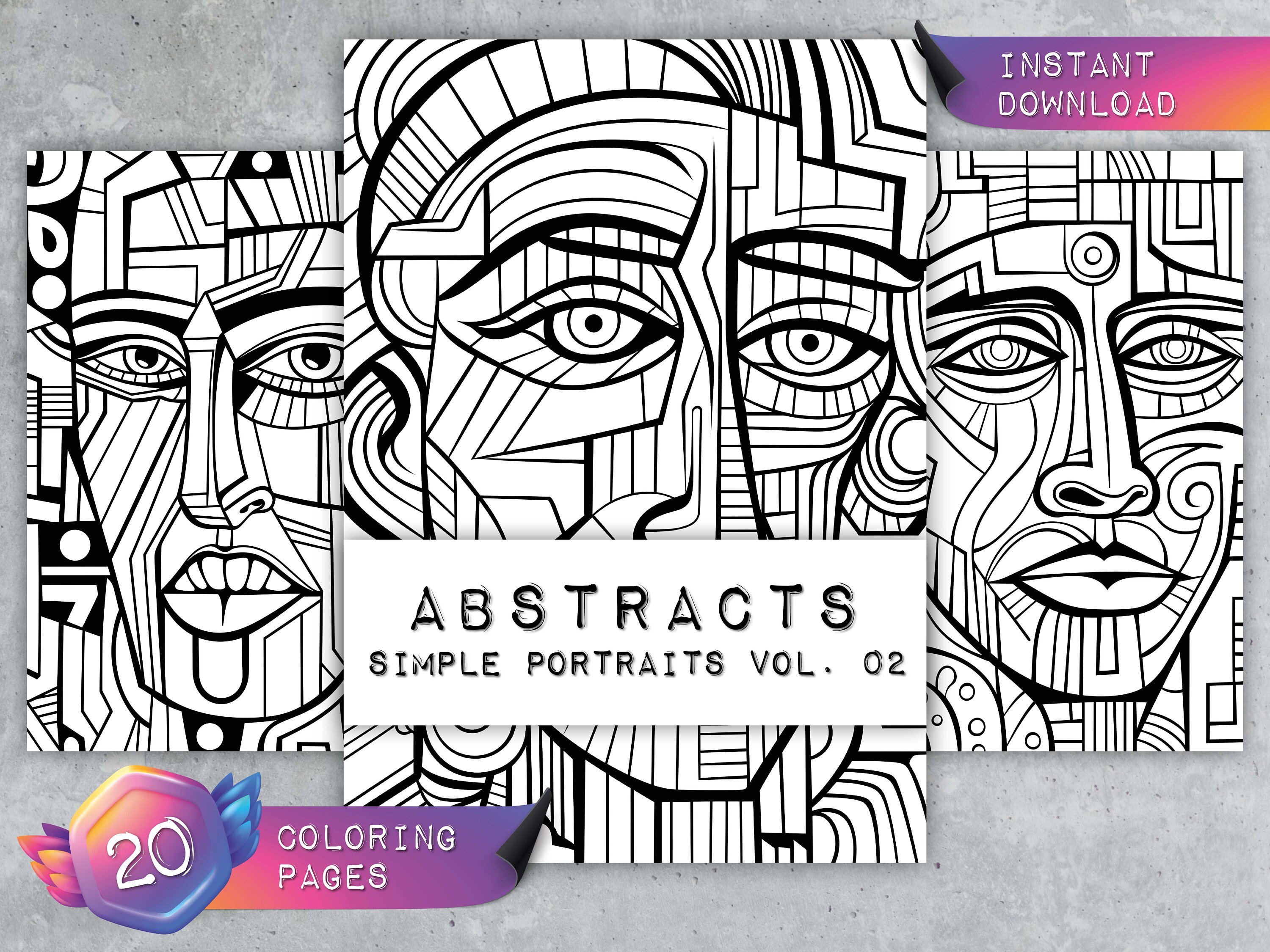 Coloring Pages "abstracts - Simple Portraits Vol. 02" | Faces ...