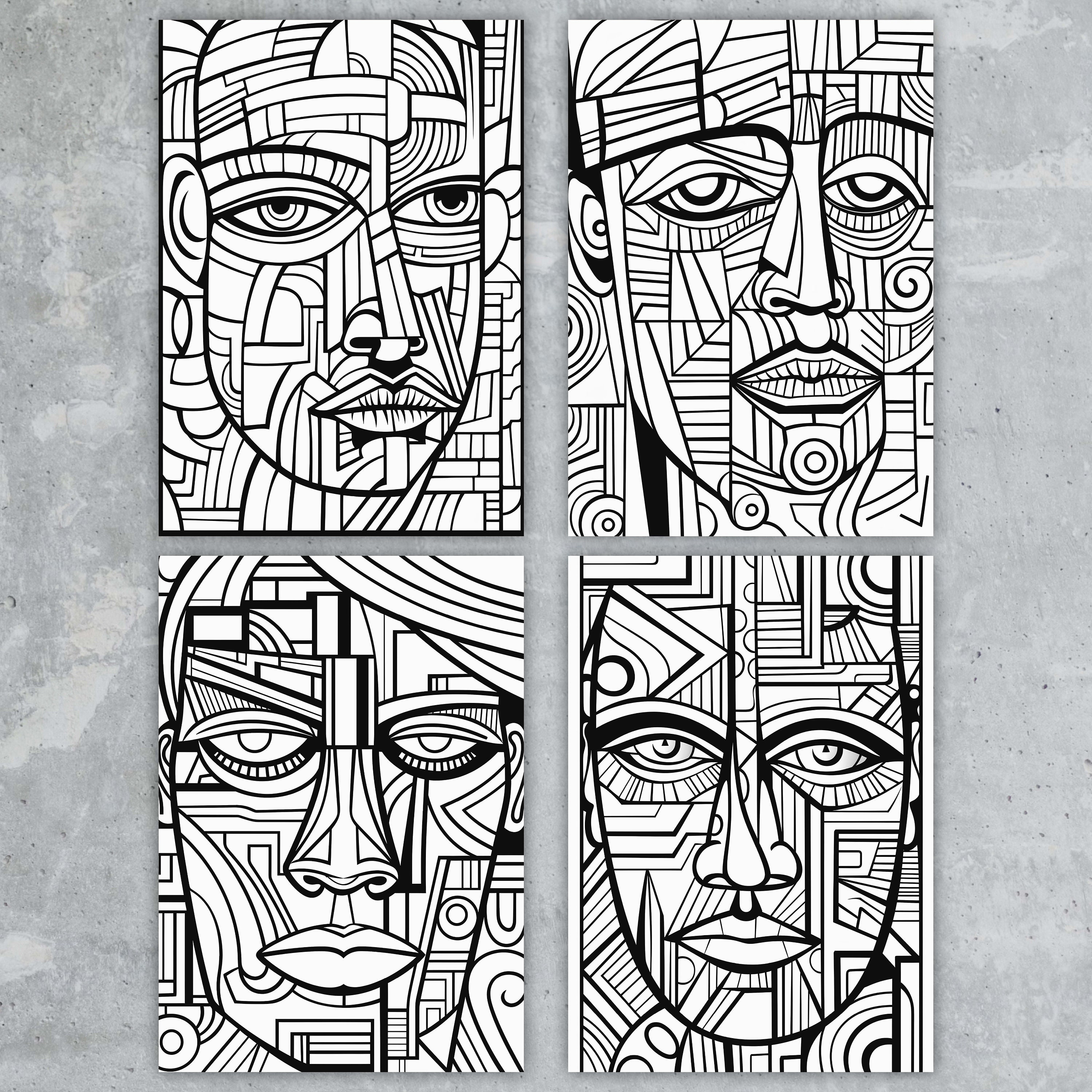 Coloring Pages "abstracts - Simple Portraits Vol. 01" | Faces ...