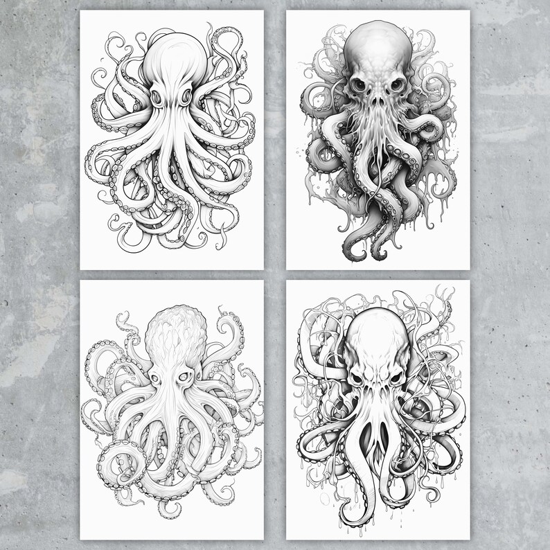 Coloring Pages "aquapunk - It's Octo-time Vol. 01" | Fantasy Octopodes ...