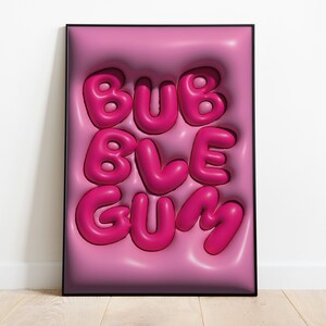 Bubble Gum Wall Art | 3D Looks | Digital Download | Printable | Mural ...