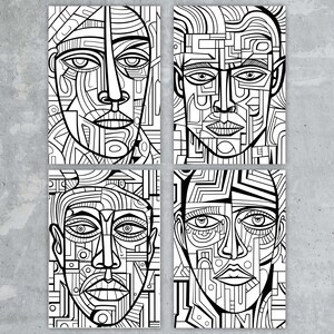 Coloring Pages "abstracts - Simple Portraits Vol. 02" | Faces ...