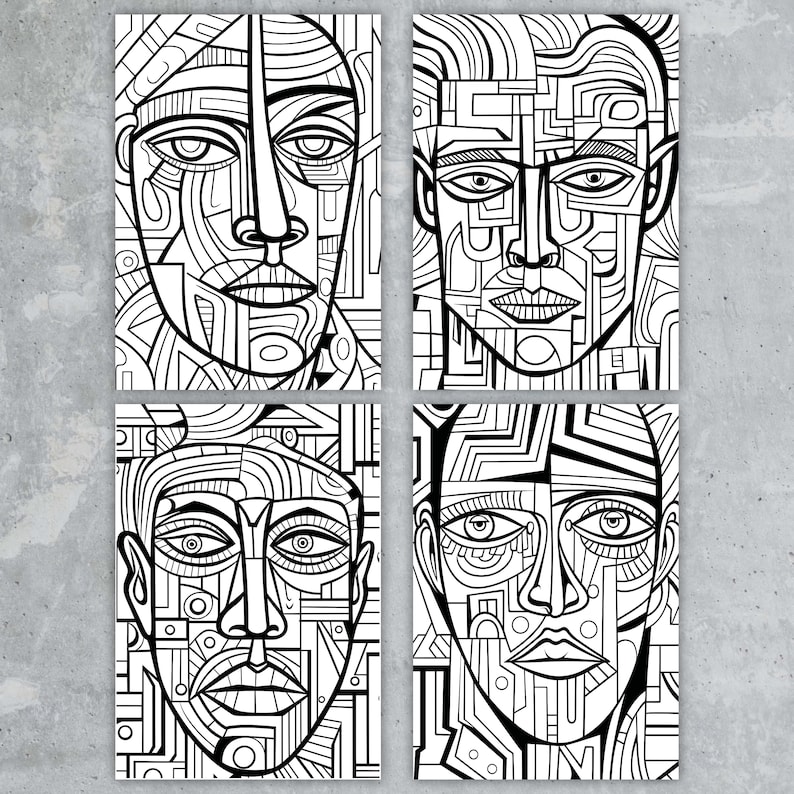Coloring Pages "abstracts - Simple Portraits Vol. 02" | Faces ...