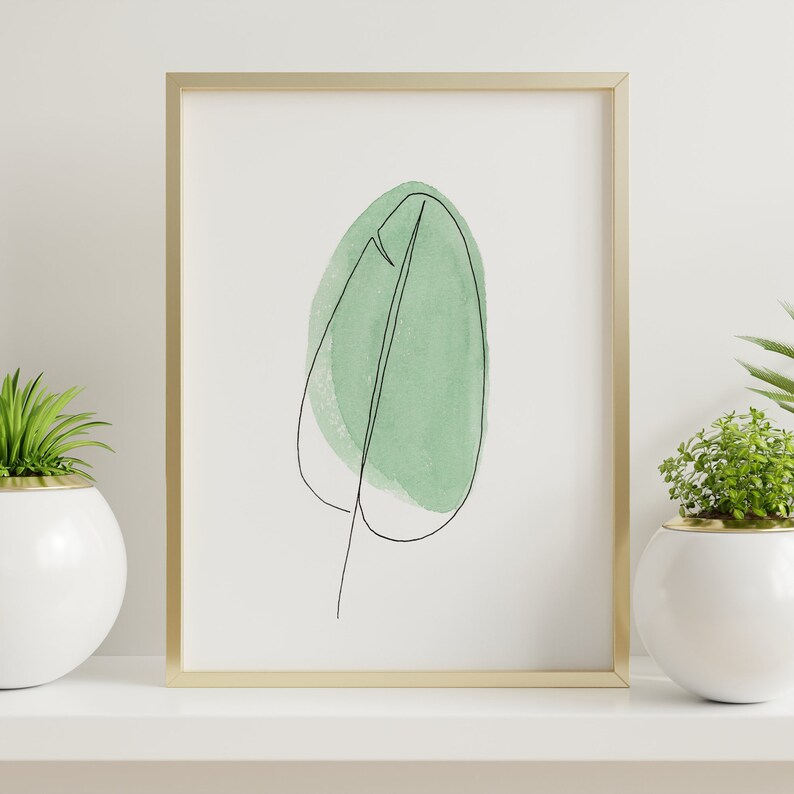 Printable Strelitzia Leaf Art. Line Art Watercolor Illustration ...
