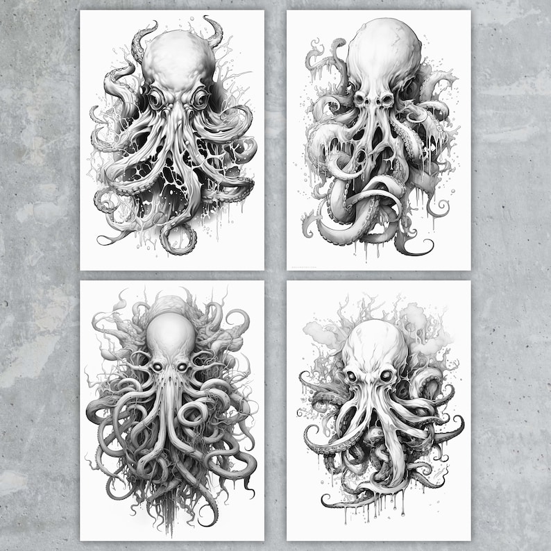 Coloring Pages "aquapunk - It's Octo-time Vol. 01" | Fantasy Octopodes ...