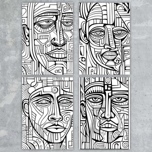 Coloring Pages "abstracts - Simple Portraits Vol. 02" | Faces ...